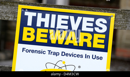 Thieves, Beware, sign, Smart Water, forensic trap device, scrap, theft ...