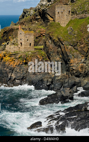 Ruin of the Crown Mine in the cliffs at Botallack, Cornwall, England ...