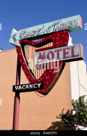 Low angle view of neon motel sign Stock Photo - Alamy