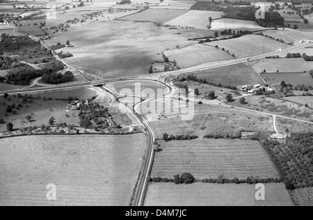 Aerial view of the M5 motorway under construction at junction one in ...