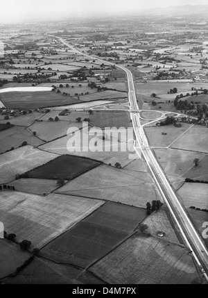 Aerial view of the M5 motorway under construction at junction one in ...