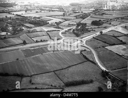 Aerial view of the M5 motorway under construction at junction one in ...