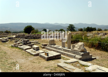 Greece. Samos. Ancient Greek inscription on the gigantic Kouros at the ...