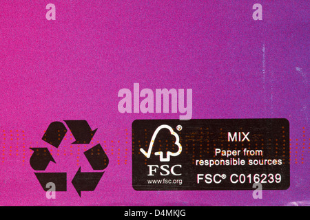 FSC logo MIX paper from responsible sources on box of tissues - Forest ...