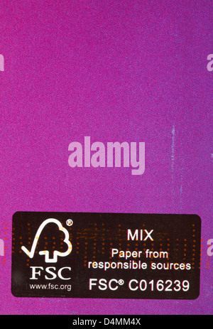 FSC Mix paper from responsible sources logo on purple pink envelope ...