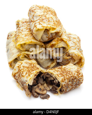 fried pancakes stuffed isolated on the plate on white background Stock ...