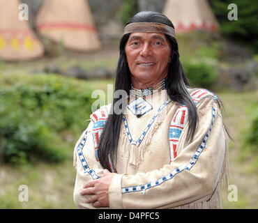 Benjamin Armbruster who plays the role of Winnetou pictured after a ...