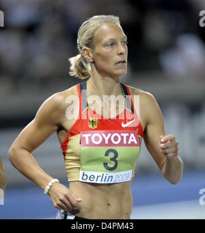 German Jennifer Oeser shown in action during the long jump competition ...