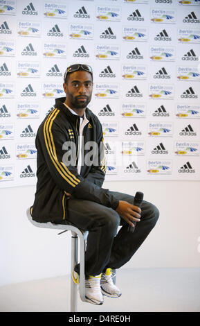 US sprinter Tyson Gay speaks during a press conference on the upcoming ...