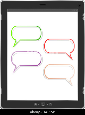 speech bubble on black tablet pc social, network concept Stock Photo ...