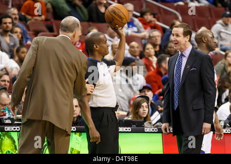 Referee Derrick Collins (11) in the first period of an NHL hockey game ...
