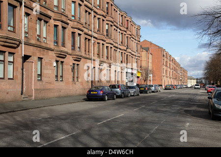 Red sandstone tenements in the east end of Glasgow, Scotland, UK Stock ...