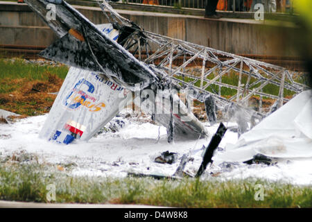 Collision in the air. Two airplane collapse in flight. Aviation ...