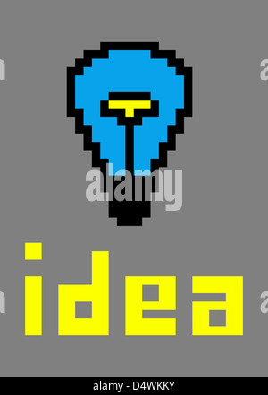 Pixel art. Blue light bulb Stock Photo - Alamy
