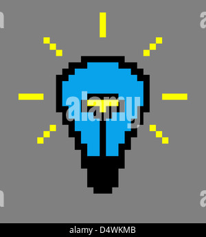 Pixel art. Blue light bulb Stock Photo - Alamy
