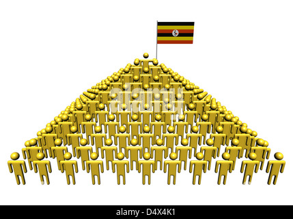 Pyramid of abstract people with Ugandan flag illustration Stock Photo ...