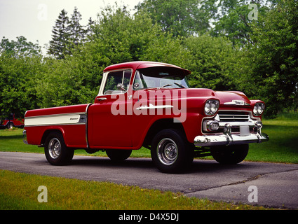 1958 Chevrolet Cameo Pickup Truck rear view with chrome trailer hitch ...