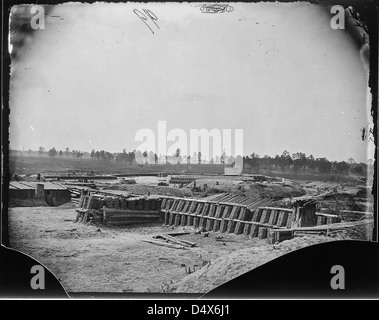 This photograph by Mathew B. Brady captures the interior of Rebel Fort ...