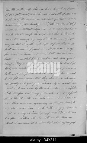 President Lincoln’s Thanksgiving Day Proclamation of 1864 is shown here ...