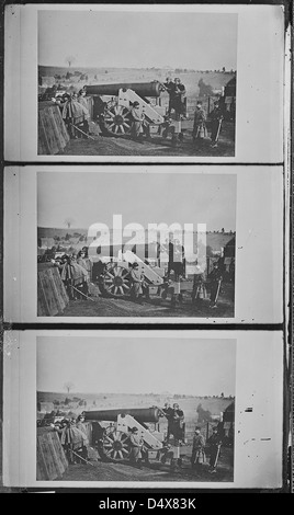 This photograph by Mathew Brady shows Fort Beauregard in Manassas ...