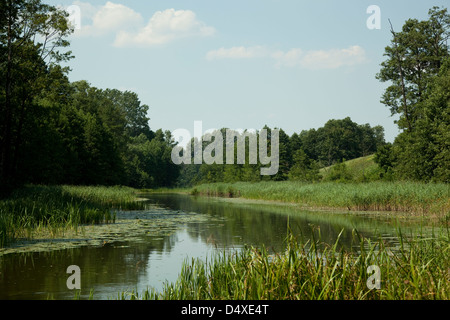 Masuria scenery summer with calmly flow water Stock Photo - Alamy