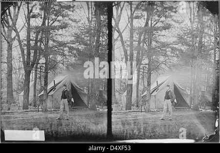 A Civil War camp scene photographed by Mathew Brady, showing soldiers ...