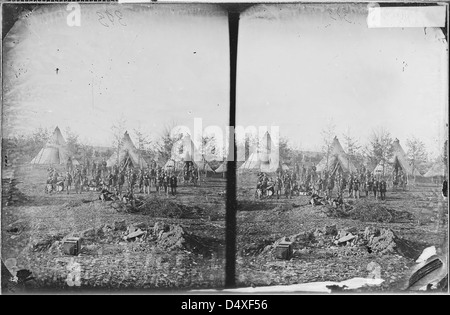 A Civil War camp scene photographed by Mathew Brady, showing soldiers ...