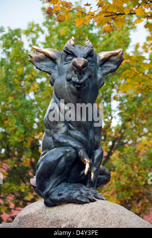 statue of a witch at the witches´dance floor, Thale, Harz Mountains ...