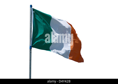 National flag of Ireland against a background of a stone background ...