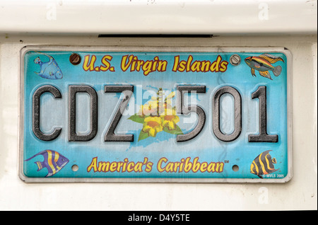 U.S. Virgin Islands Car Vehicle Registration Licence Plates Tag On The ...