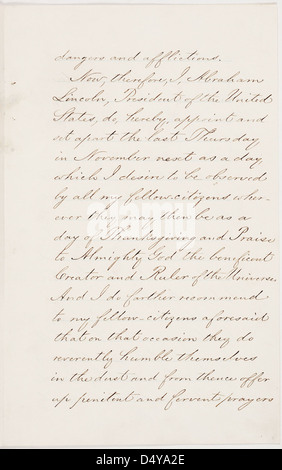 President Lincoln’s Thanksgiving Day Proclamation of 1864 is shown here ...