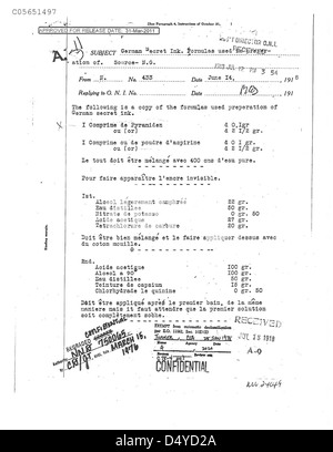 Declassified CIA Secret Writing Document #3 Stock Photo - Alamy