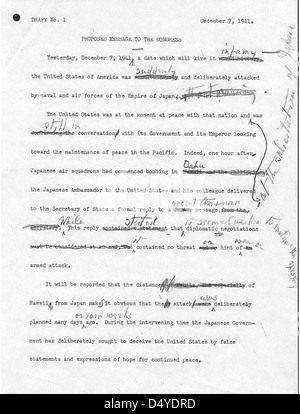 Annotated draft of President Franklin D. Roosevelt's proposed message ...
