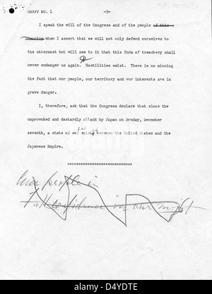 This annotated draft of President Franklin D. Roosevelt's message to ...