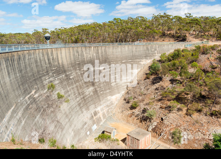 Concrete wall of a huge water reservoir built using concrete formwork ...