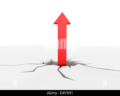 Earthquake and Red Arrow Stock Photo - Alamy