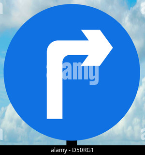 Road sign. Compulsory turn right only Stock Photo - Alamy