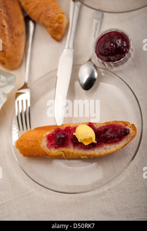 bread butter and jam classic European breakfast Stock Photo - Alamy