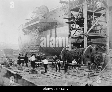 Building the S S Great Eastern steamship at the Millwall Iron Works ...
