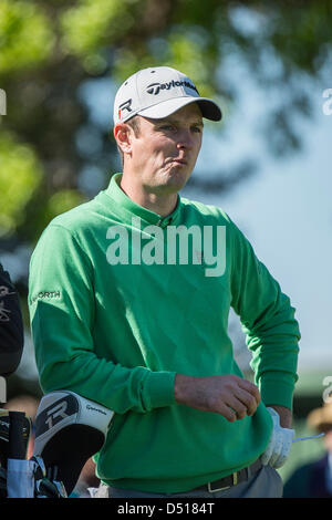 Justin Rose, of England, during the first round of the Masters golf ...