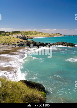 Beach with surf, views towards New Plymouth, Oakura, Taranaki Region ...