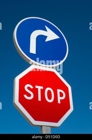 Left or right turn, no entry traffic signs Stock Photo - Alamy