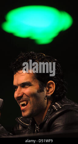 US singer Marc Terenzi (R) poses with four lion cubs baptised at ...