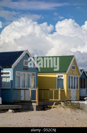 Beach huts on Mudeford Spit at Hengistbury Head, near Christchurch ...