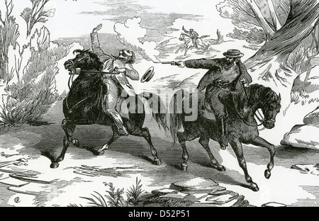 MAD DAN MORGAN (1830-1865) Australian bushranger holding up Round Hill ...