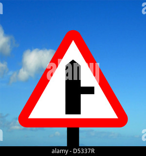 Side road intersection warning sign Stock Photo - Alamy