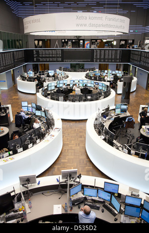 Main trading room of the Frankfurt Stock Exchange by Deutsche Boerse AG in Frankfurt am Main ...