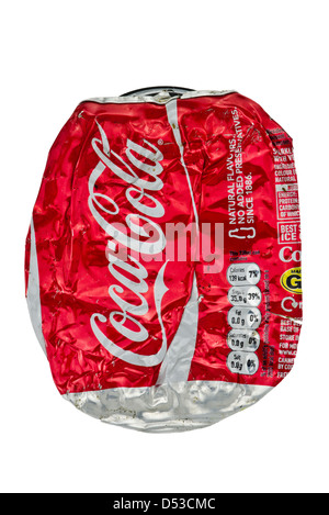 Crushed Coca Cola can cut-out against white background Stock Photo - Alamy