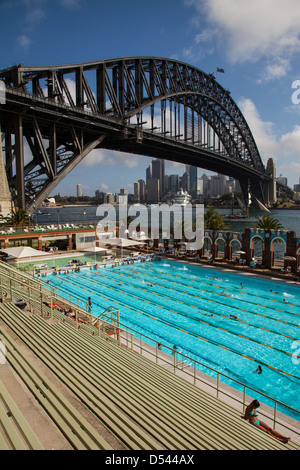 Olympic swimming pool beneath the Sydney Harbour Bridge, NSW, Australia ...