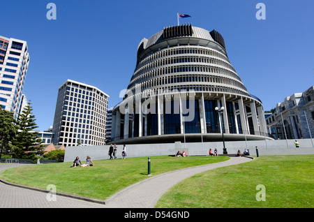 The Beehive And Parliament House In Wellington New Zealand Stock Photo ...